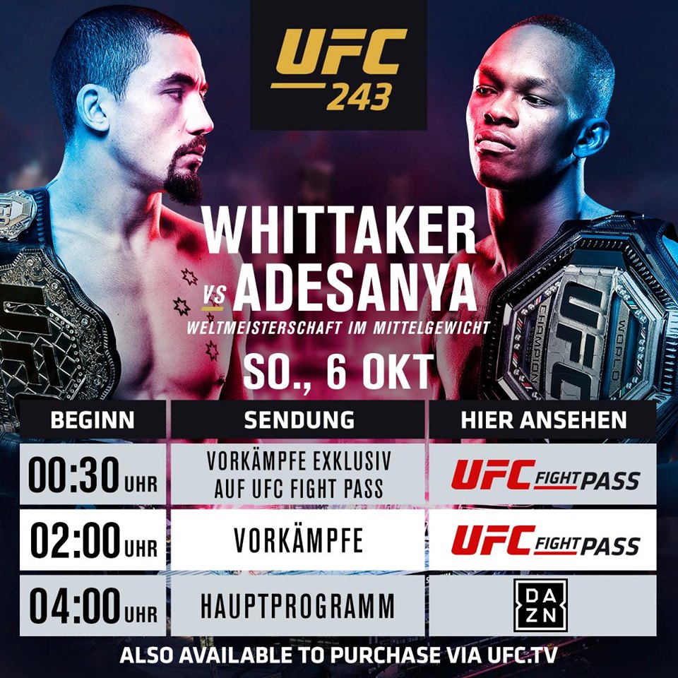 UFC 243 - Whittaker vs Adesanya - www.fightevents.de