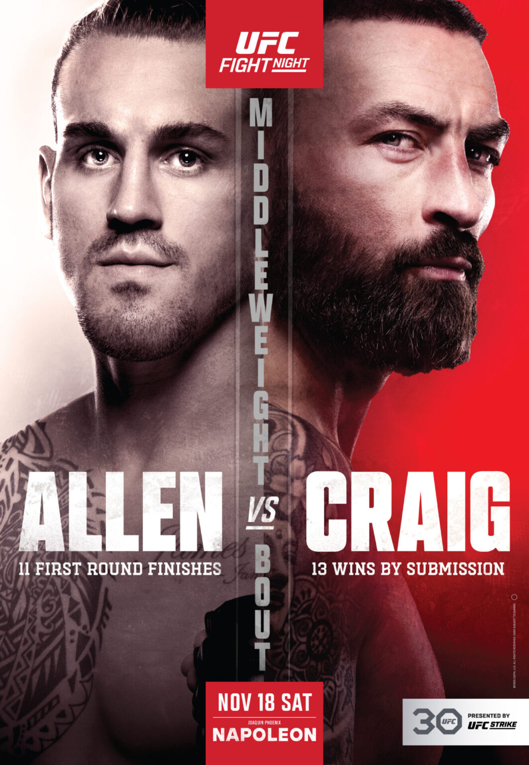 UFC Fight Night - Allen vs Craig | 18.11.2023 - www.fightevents.de